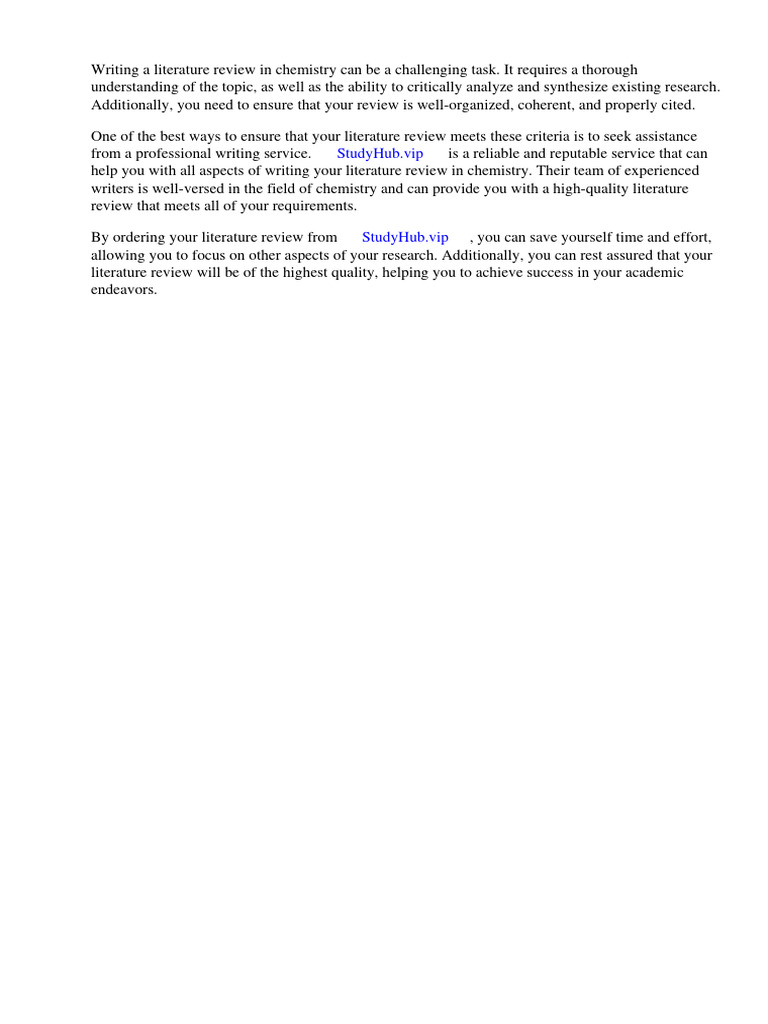 Chemistry Lit Review Help | PDF | Essays | Academic Publishing