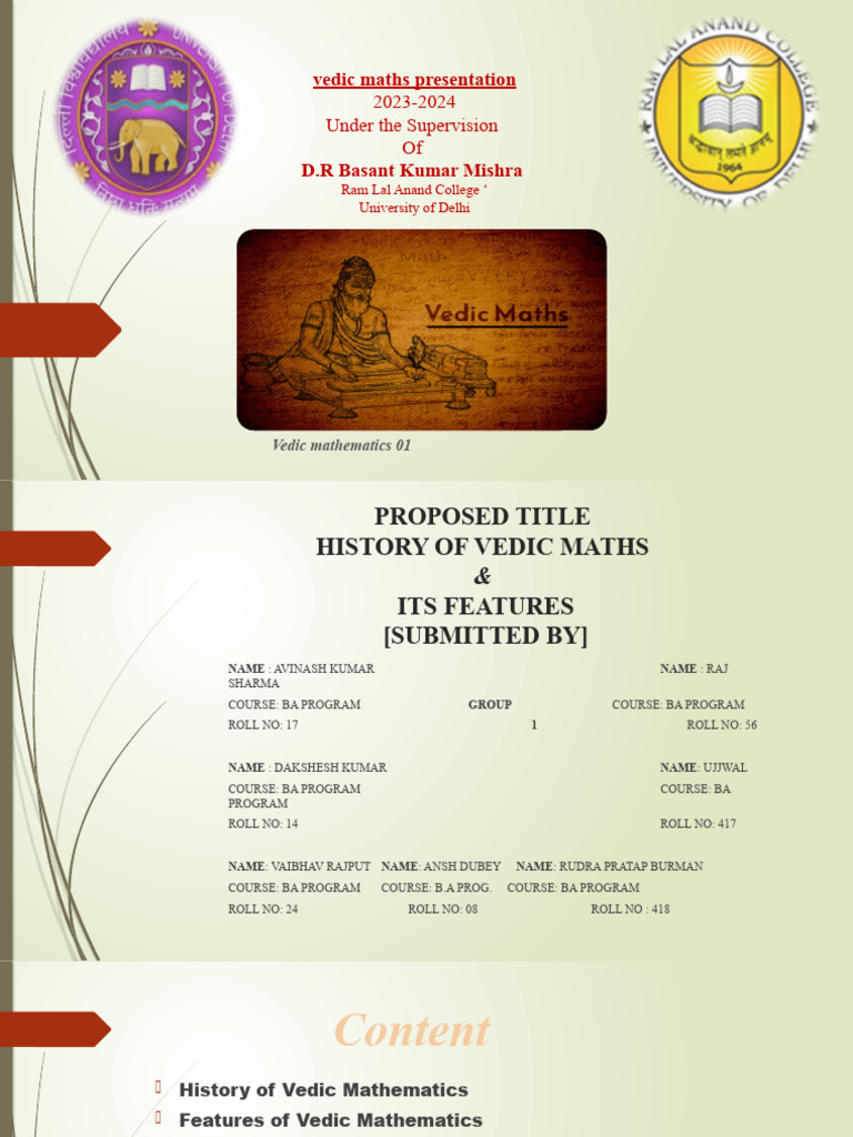 History And Features Of Vedic Maths Pdf Religion Spirituality