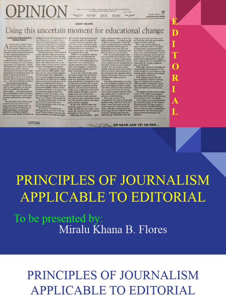 Principles of Journalism Applicable To Editorial | PDF