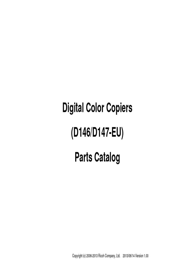 Digital Color Copiers (D146/D147-EU) Parts Catalog | PDF | Manufactured ...