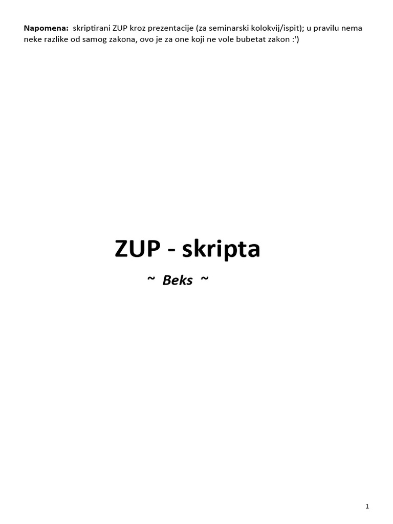 ZUP Skripta Beks | PDF