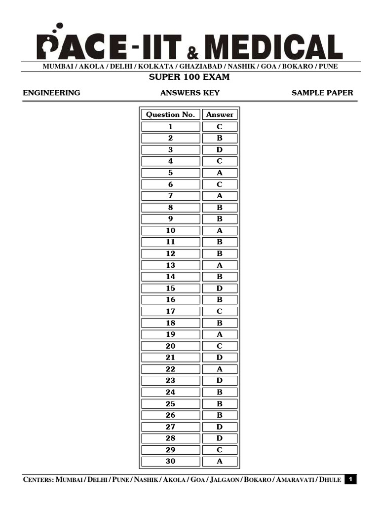 Ace of Pace Engineering Answer Key | PDF