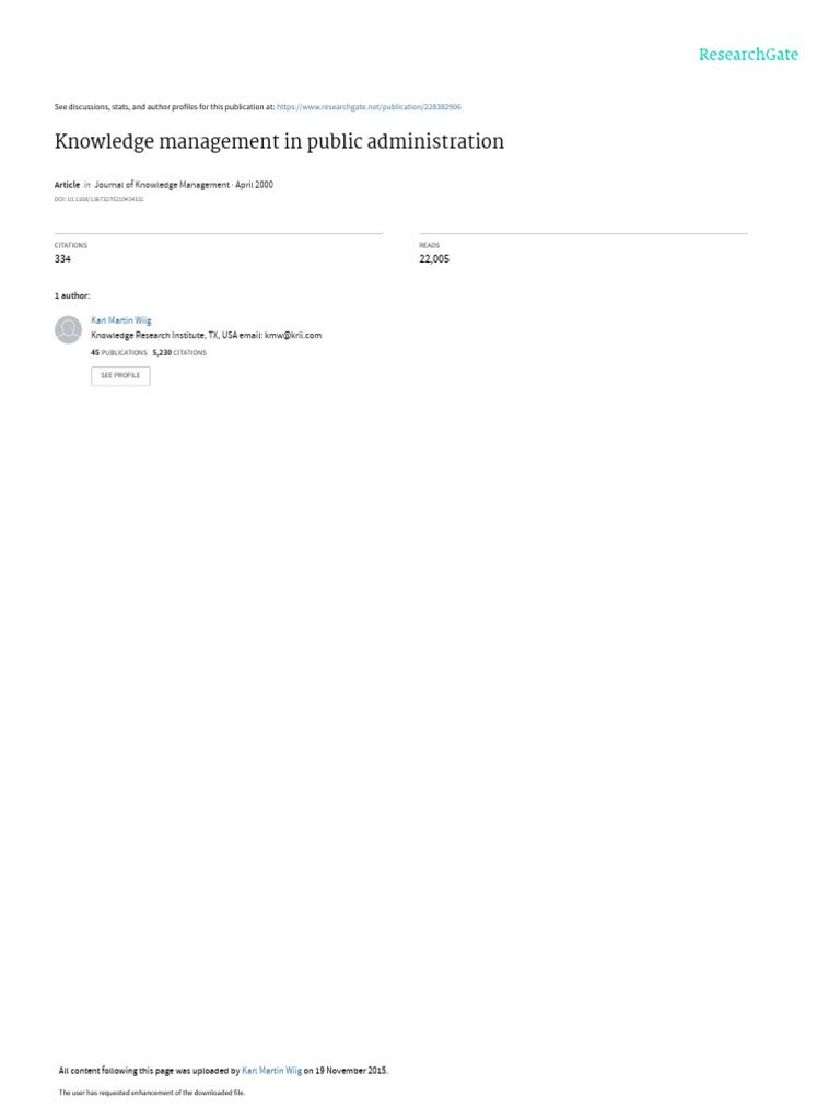 Knowledge Management in Public Administration | PDF | Knowledge ... Knowledge Management in Public Administration | PDF | Knowledge ...