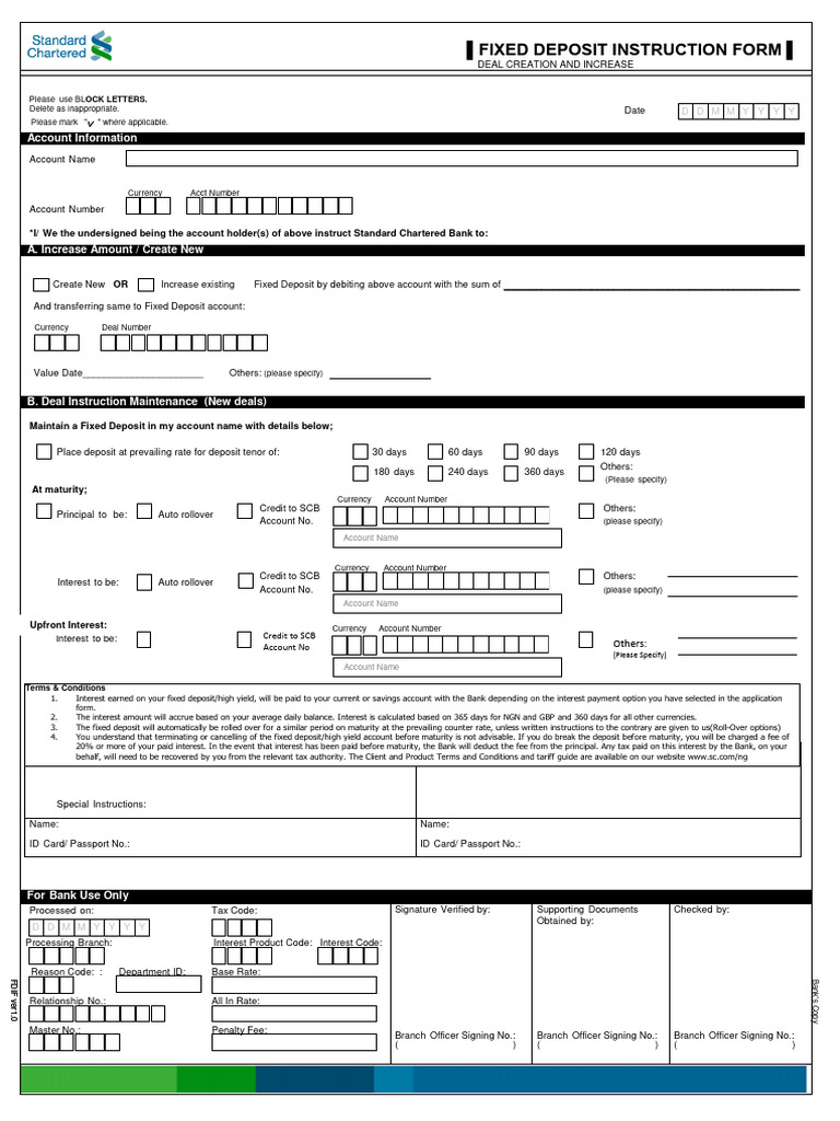 NG Deal Creation and Increase Form | PDF | Interest | Deposit Account