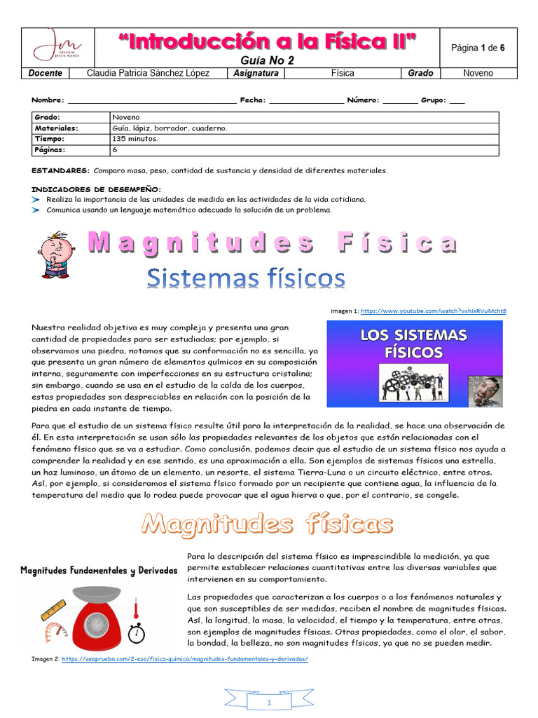 Guia #2 Introducción A La Física | PDF | Medición | Sistema ...