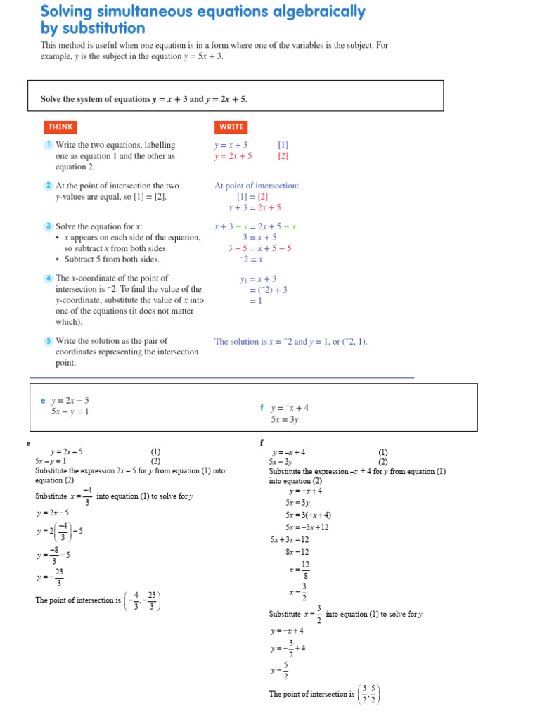 SIMULTANEOUSEQUATIONS - Substitution12 | PDF | Equations | System Of ...
