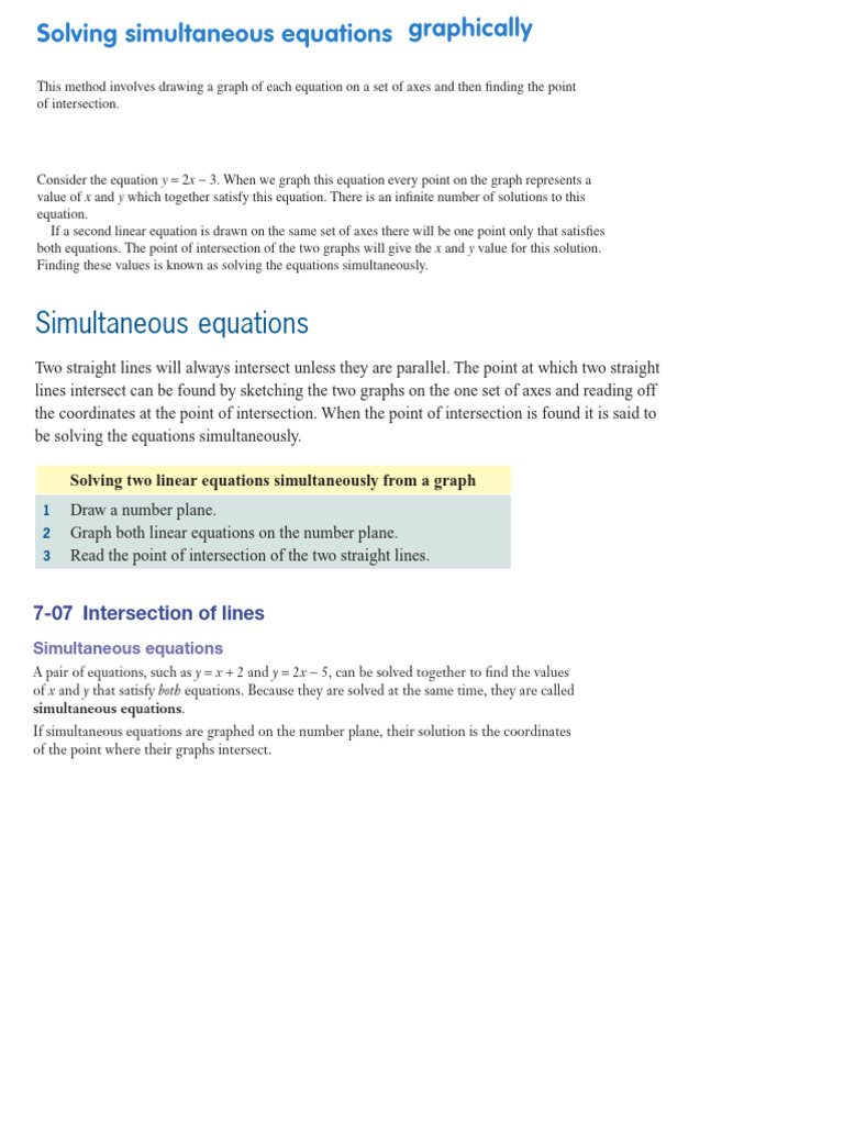 SIMULTANEOUSEQUATIONS - Graphing12 | PDF | Equations | System Of Linear ...
