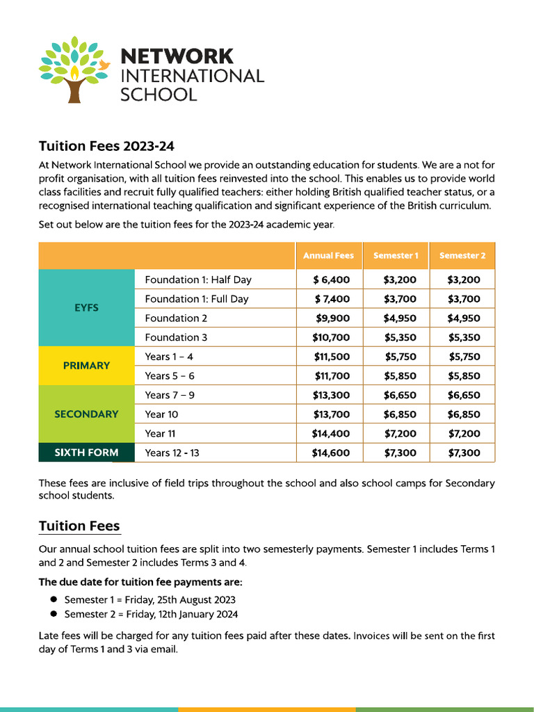 School Fees Schedule 2023-24 | PDF