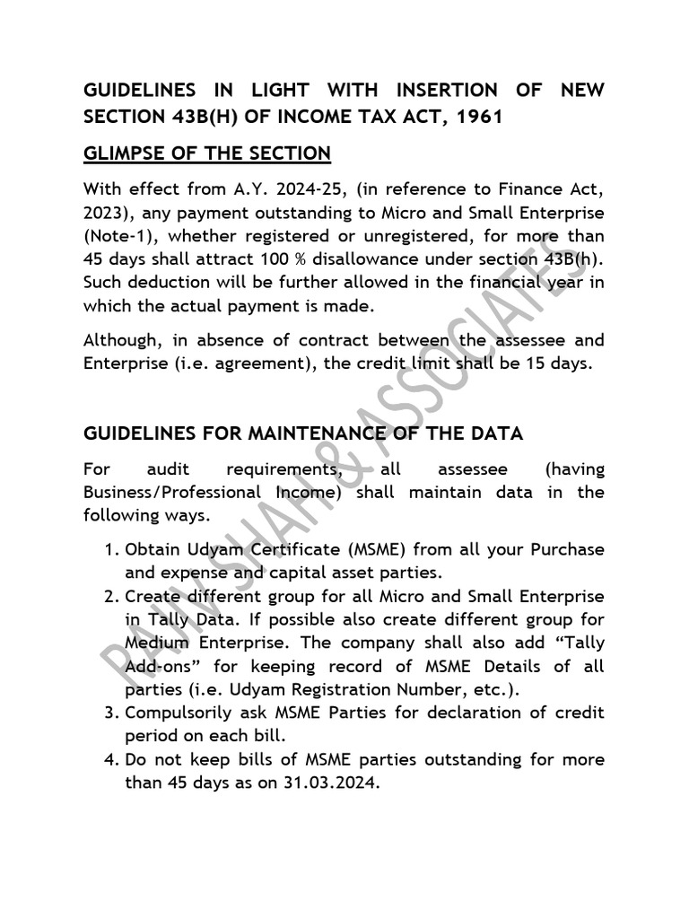 Guidelines For Section 43B (H) | PDF | Small And Medium Sized ...