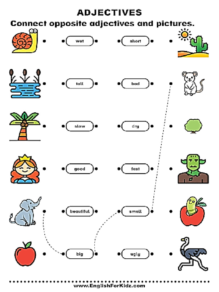 Opposite Adjectives Worksheet | PDF