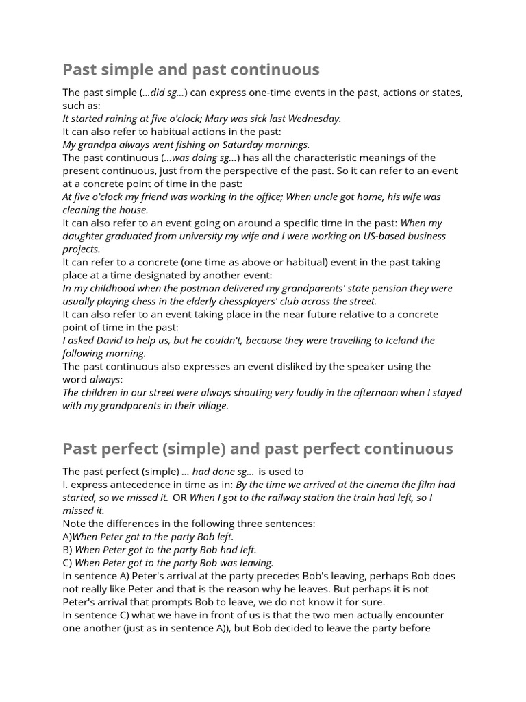 Past Tenses Description | PDF | Grammar | Language Mechanics