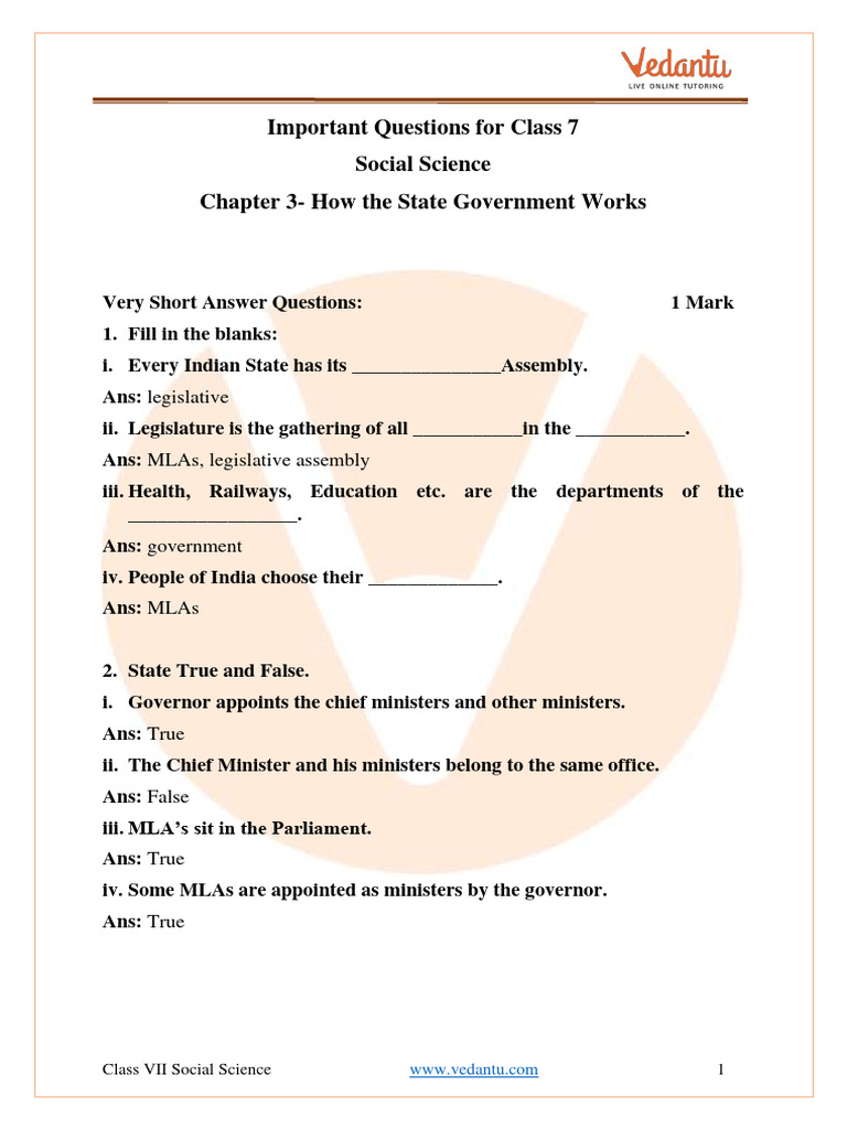 Important Questions For CBSE Class 7 Social Science - Social and ...
