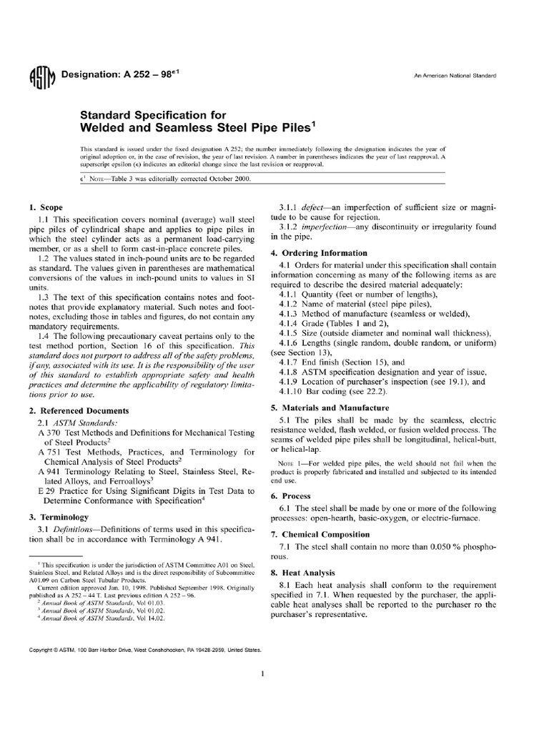 Astm A-252 | PDF