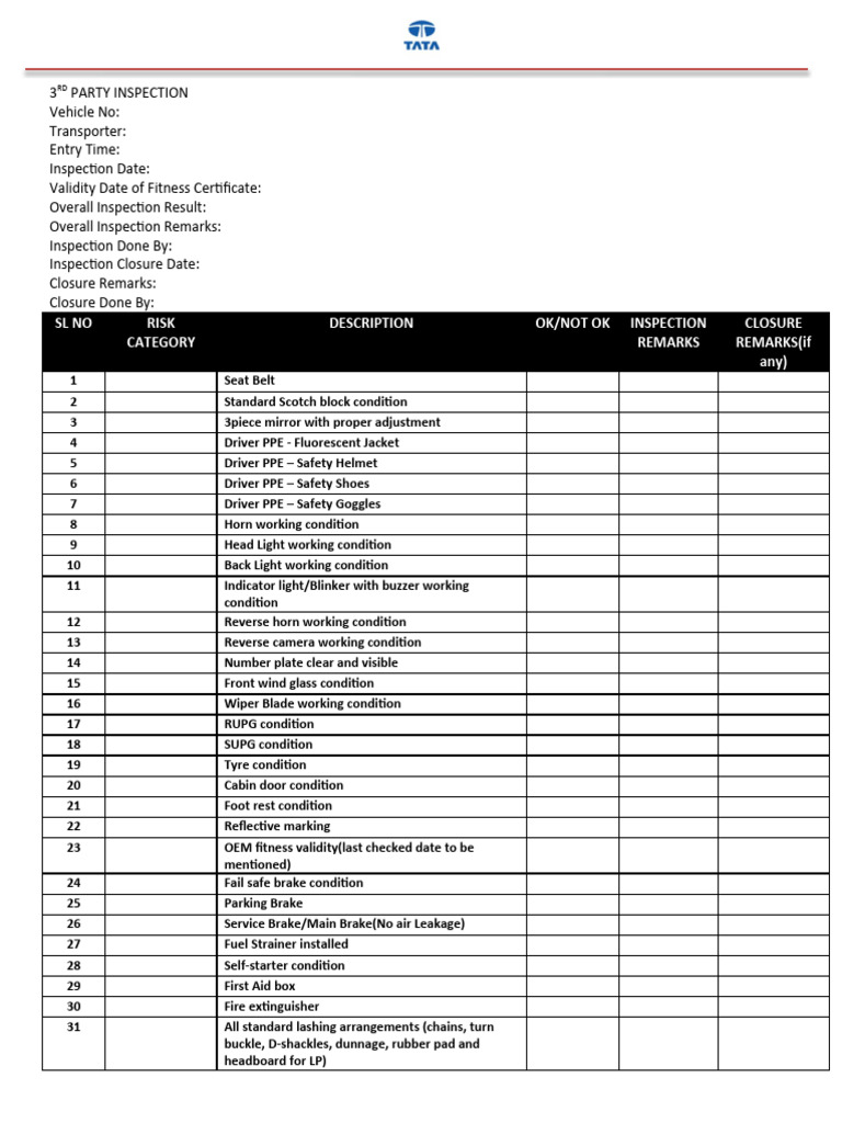 Vehicle Safety Checklist | PDF | Automotive Industry | Automotive ...