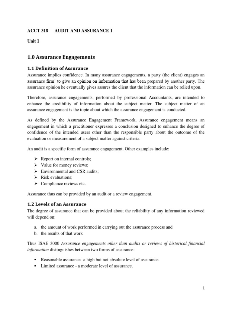 Acct 318 Audit and Assurance 1 | PDF | Audit | Internal Audit