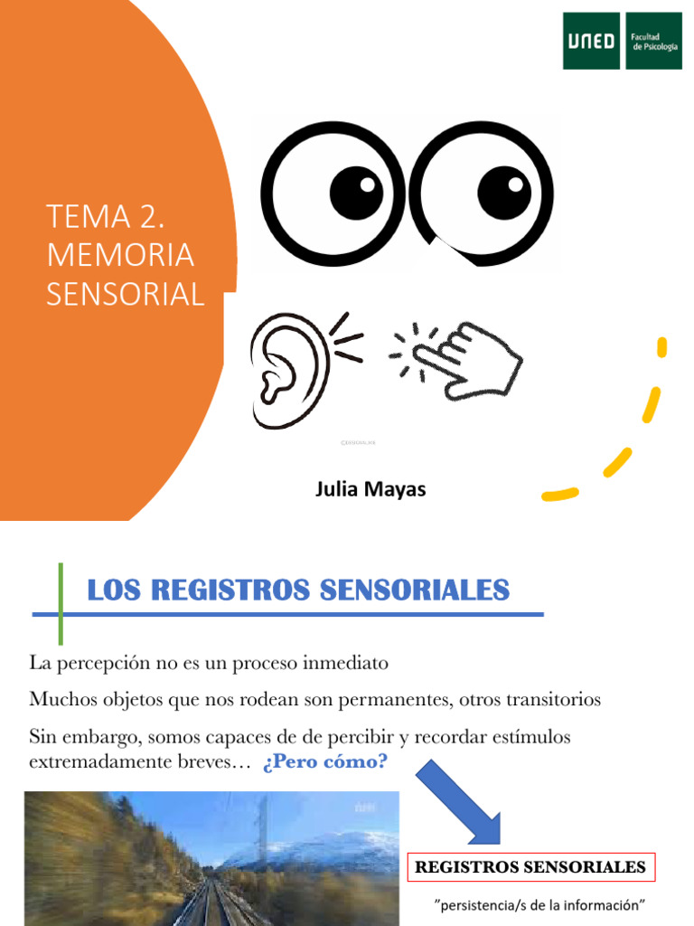 Tema 2. Memoria Sensorial | PDF | Memoria | Cerebro
