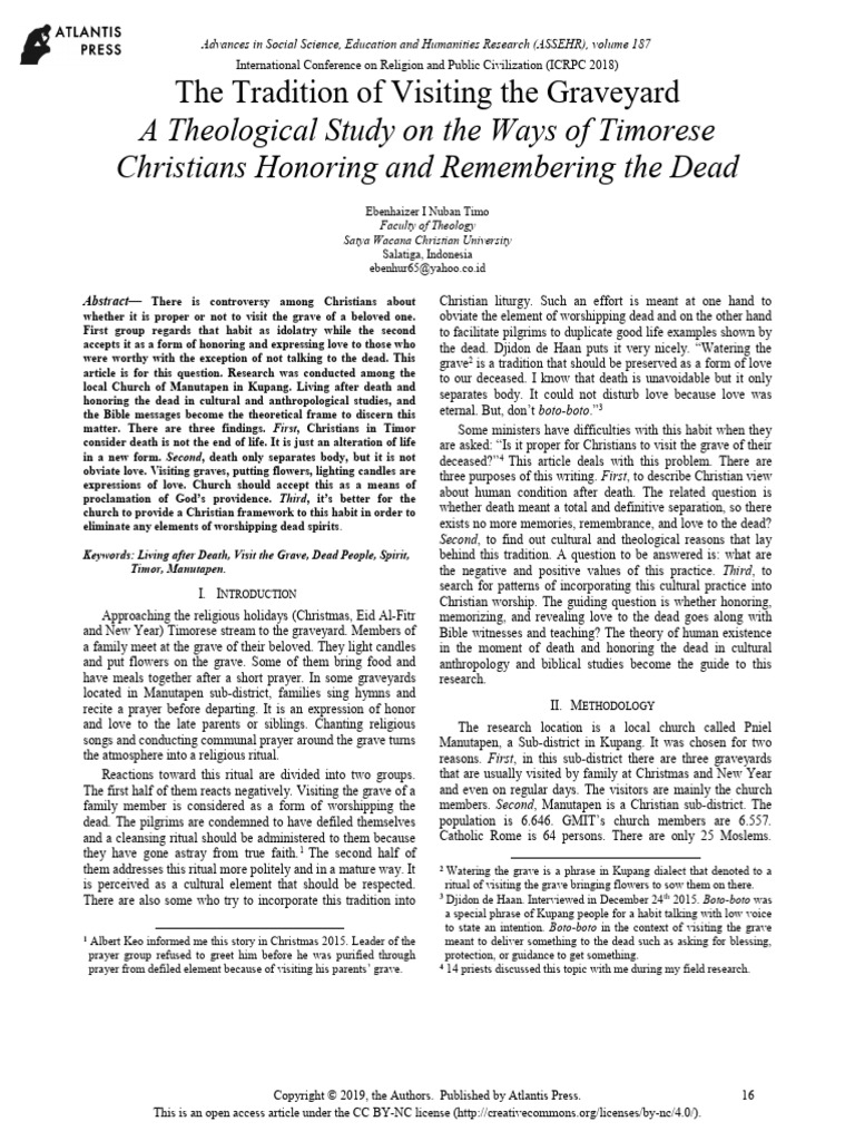 The Tradition of Visiting The Graveyard A Theological Study On The Ways ...