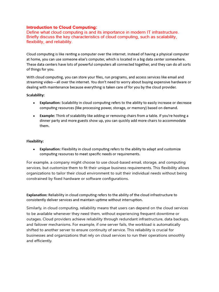 Introduction To Cloud Computing | PDF | Cloud Computing | Scalability