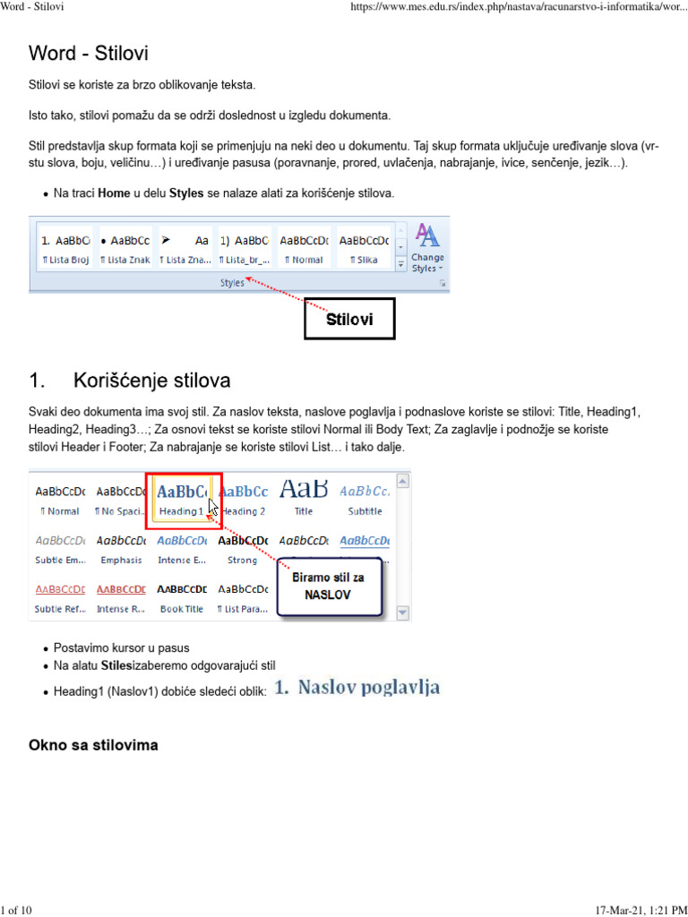 Word - Stilovi | PDF