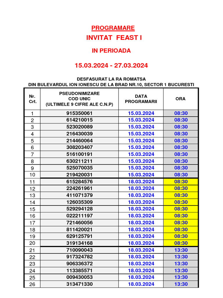 Invitat Feast I: Programare | PDF