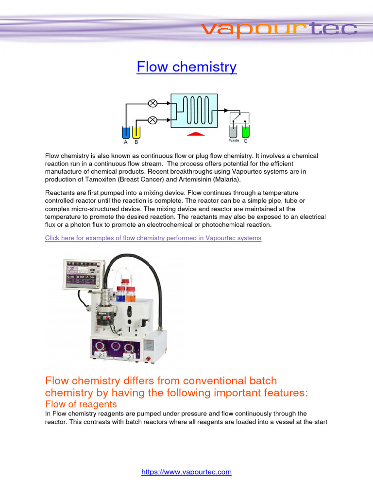 Flow Chemistry | PDF | Chemical Reactor | Chemical Engineering
