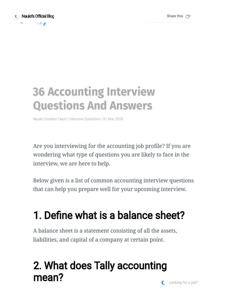 36 Accounting Interview Questions and Answers | Download Free PDF ...