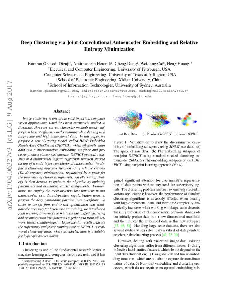 Dijazi - Deep Clustering Via Joint Convolutional Autoencoder Embedding ...
