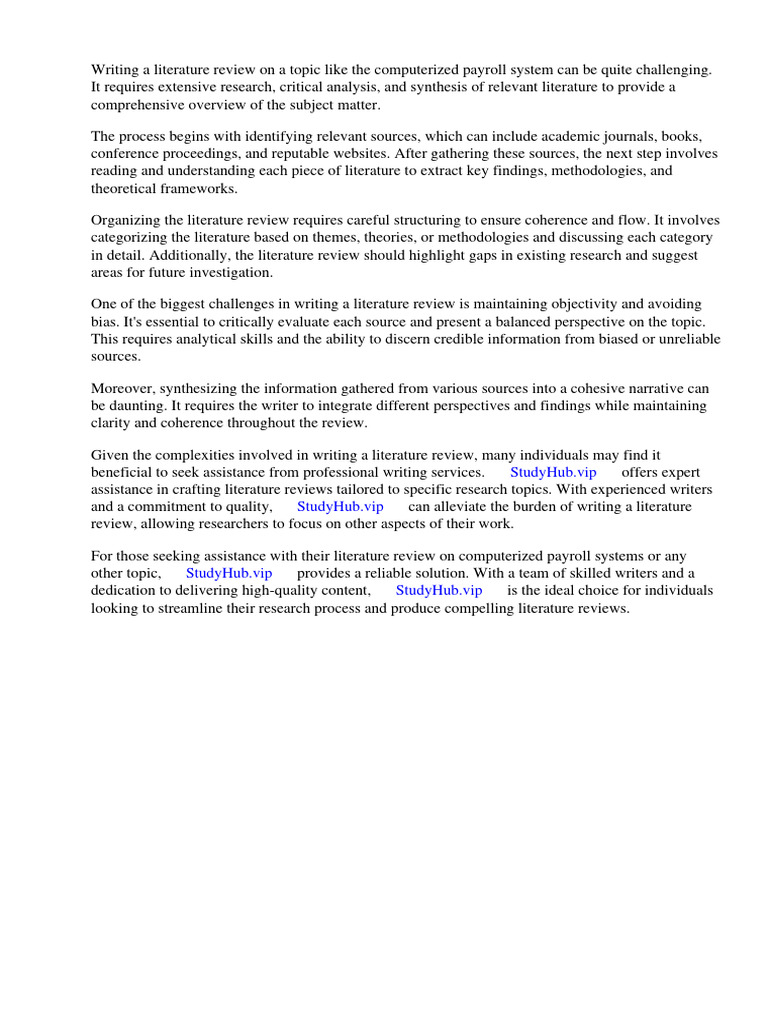 Literature Review On Computerized Payroll System | Download Free PDF ... Literature Review On Computerized Payroll System | Download Free PDF ...