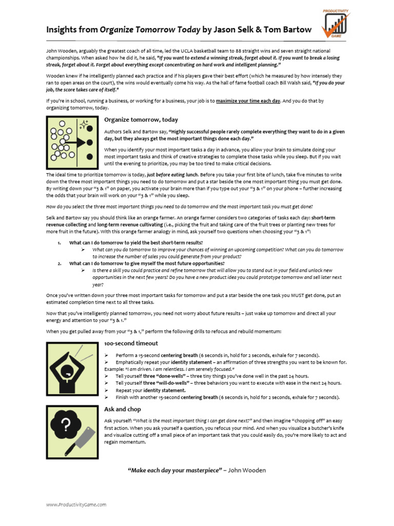 Organize Tomorrow Today Insights | PDF