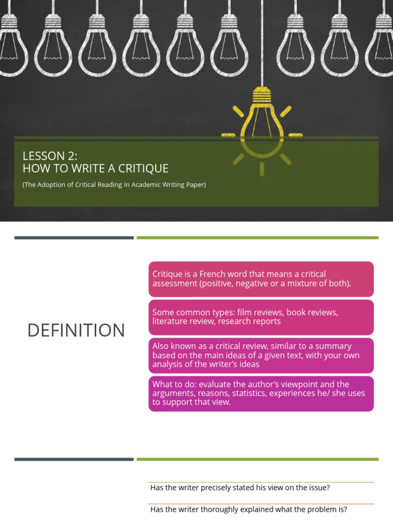 Writing a Critique: Guidelines & Forms | PDF | Information | Thesis