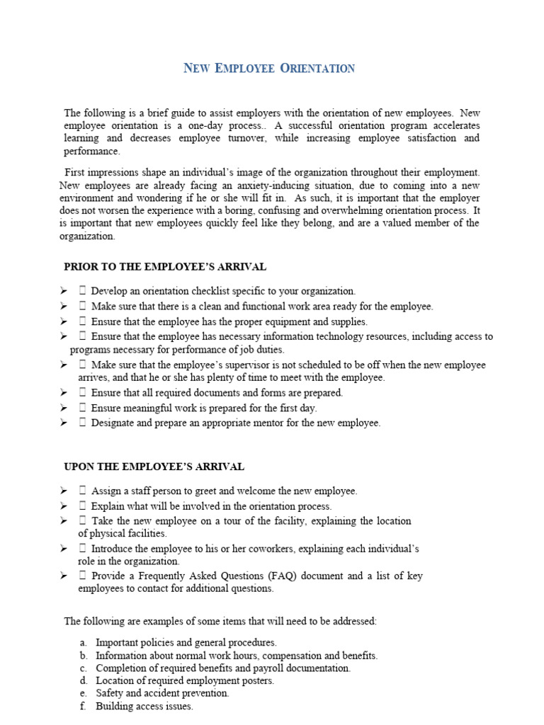 Employee Orientation | PDF
