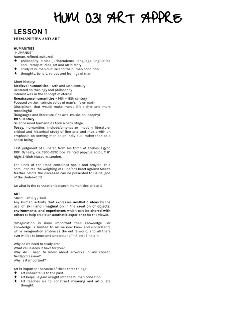 Humanities and Art Connection | PDF