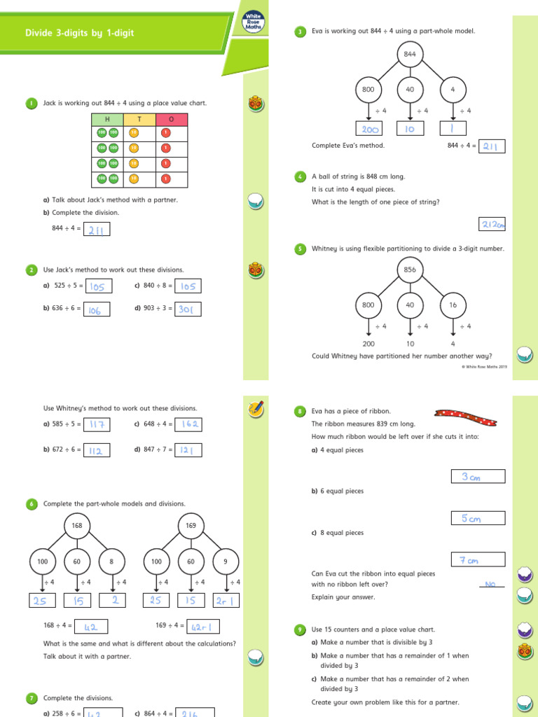 3-Digit by 1-Digit Division Methods | PDF | Mathematics | Arithmetic
