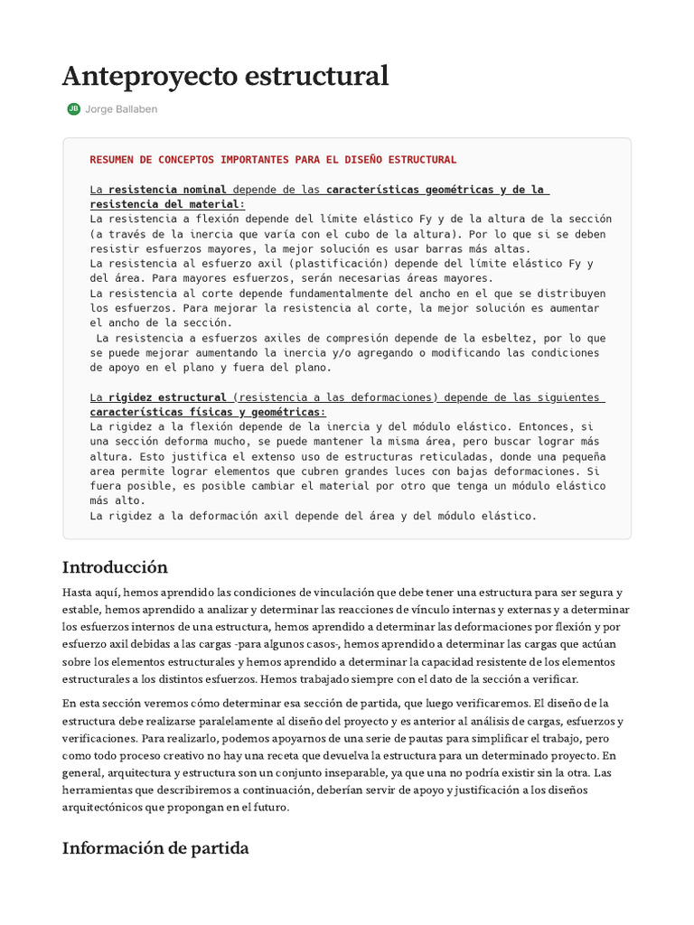 Anteproyecto Estructural | PDF