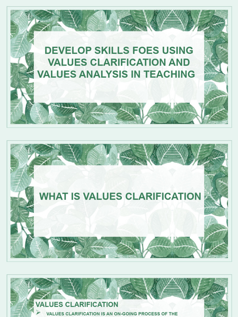 VALUES EDUCATION Values Clarification and Values Analysis in Teaching | PDF