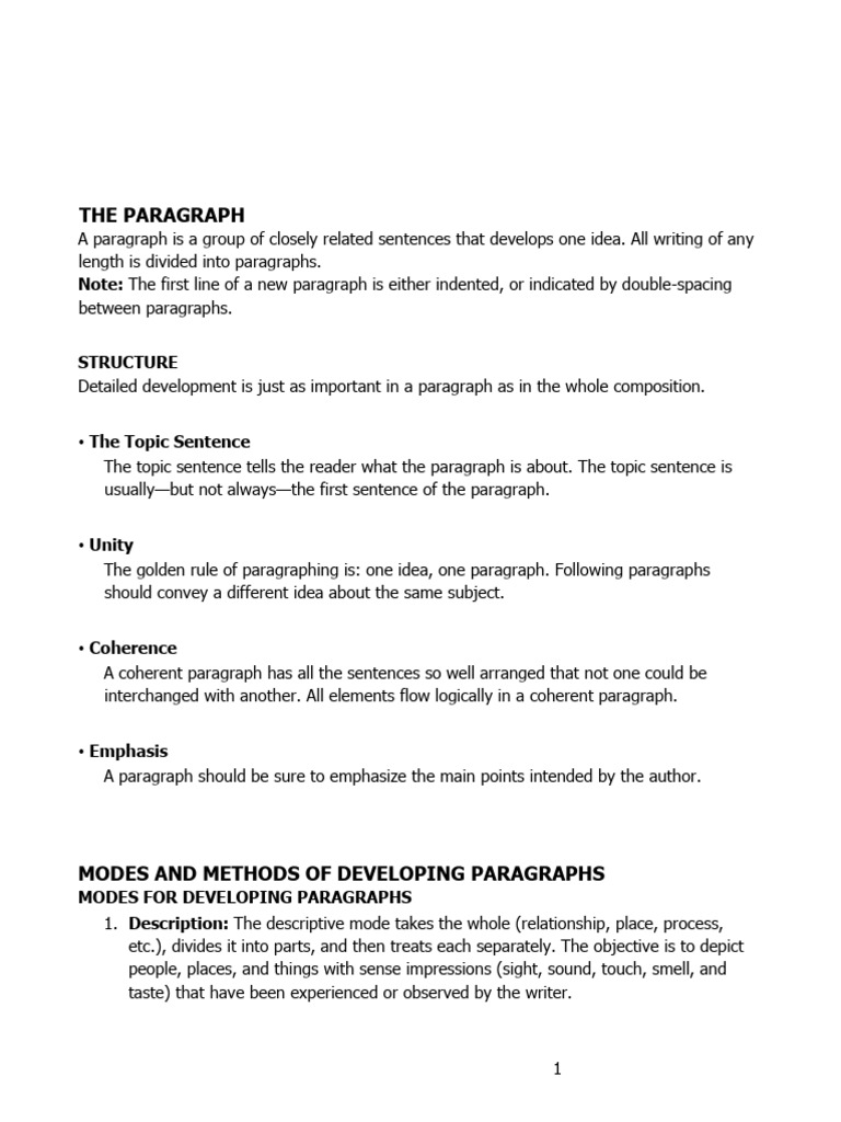Paragraph-Development 100B | PDF | Paragraph | Narrative