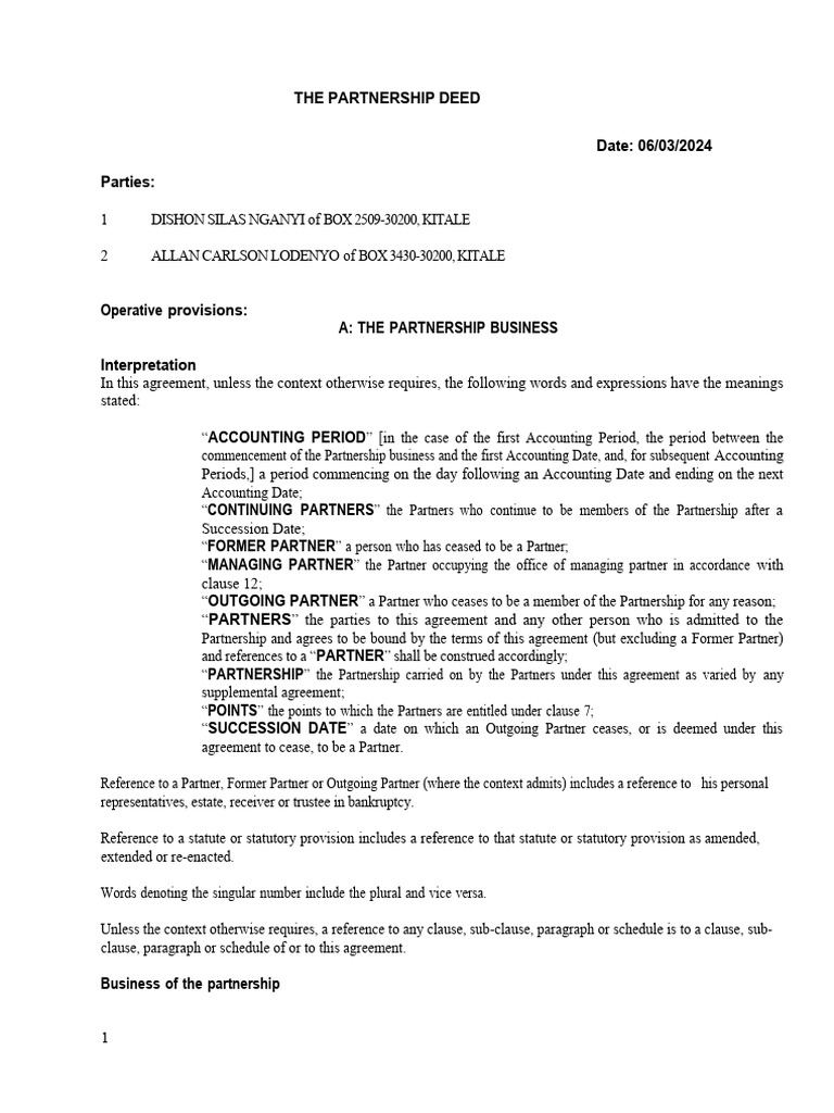 Partnership Agreement | Download Free PDF | Partnership | Balance Sheet