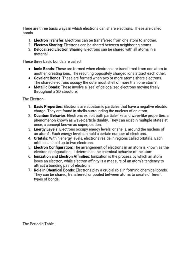 Engineering Crash Course Notes | PDF | Chemical Bond | Electron
