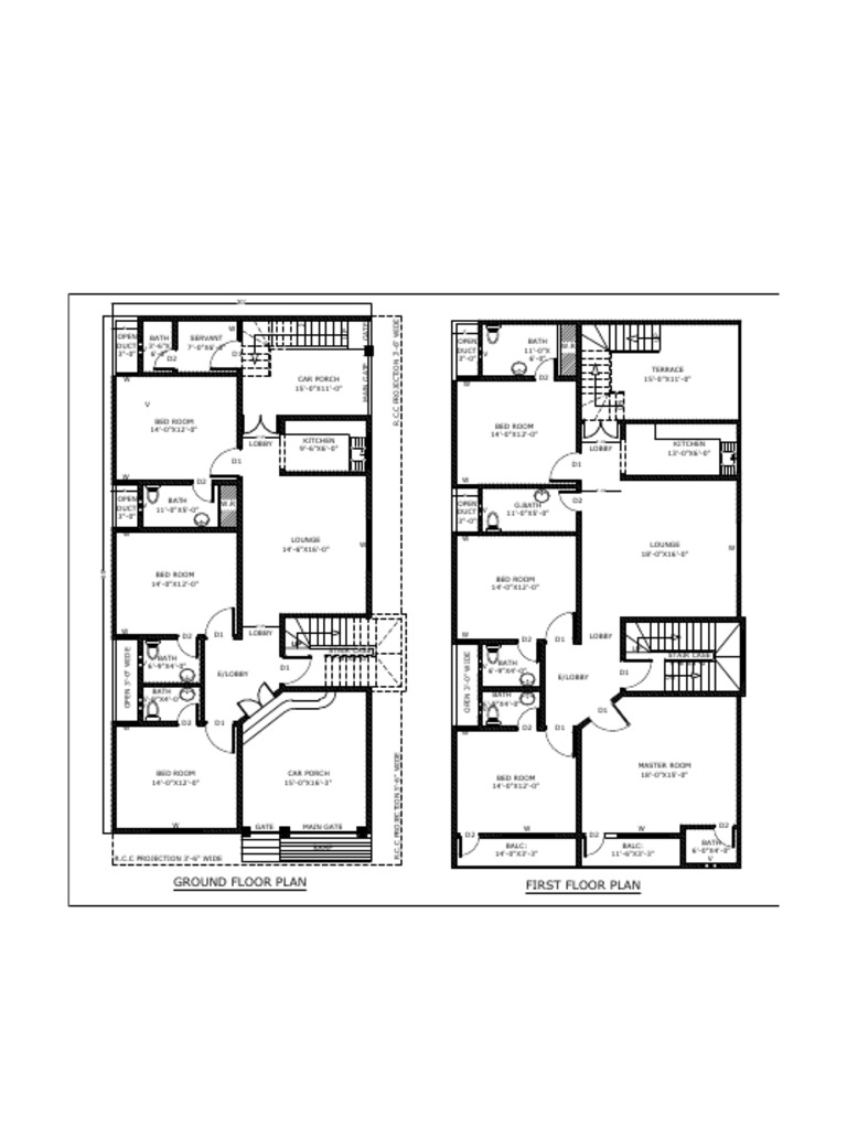 Duplex House Plan 2D Layout | PDF