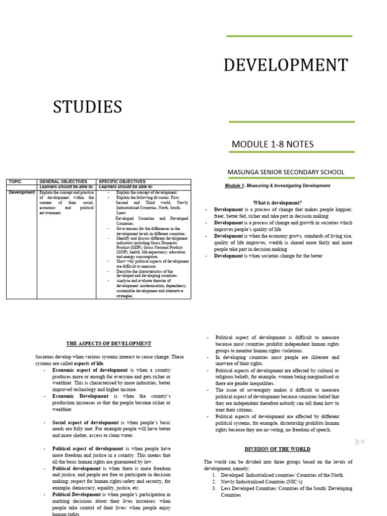 Development Studies Notes Module 1-8 2022 Wword | PDF | Infant ...
