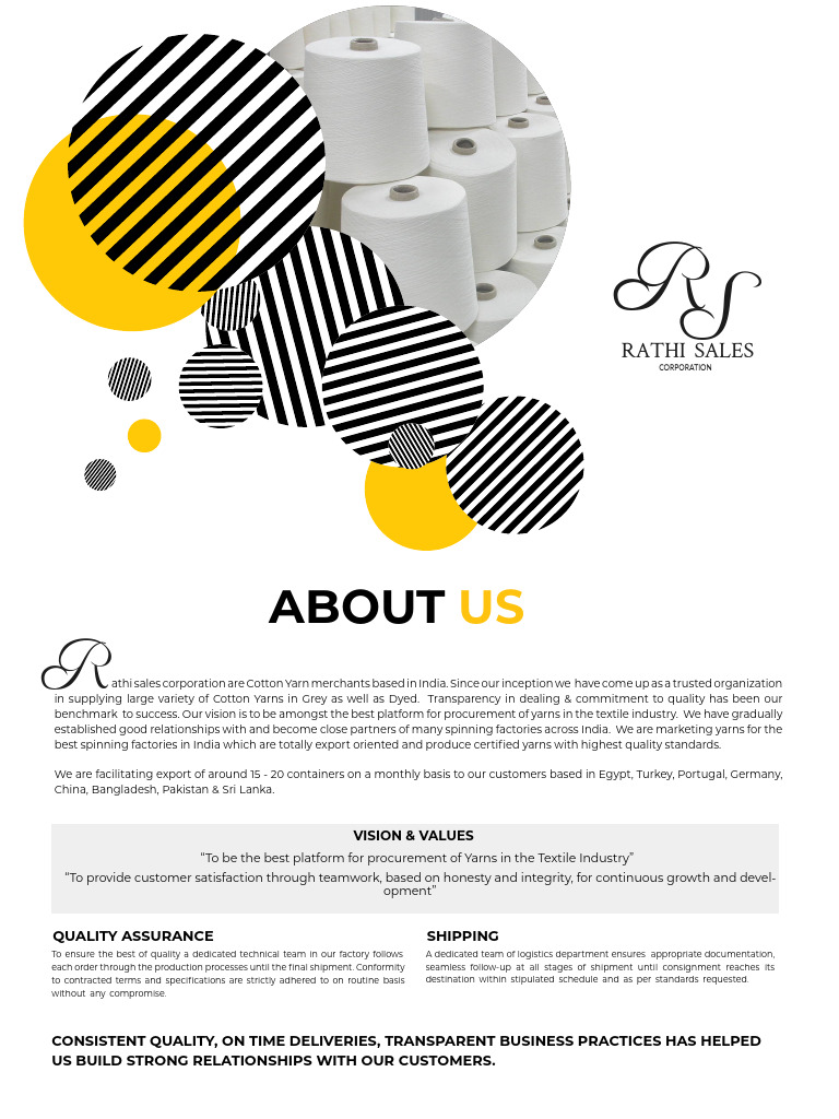 Rathi Sales: Quality Cotton Yarns | PDF | Yarn | Cotton