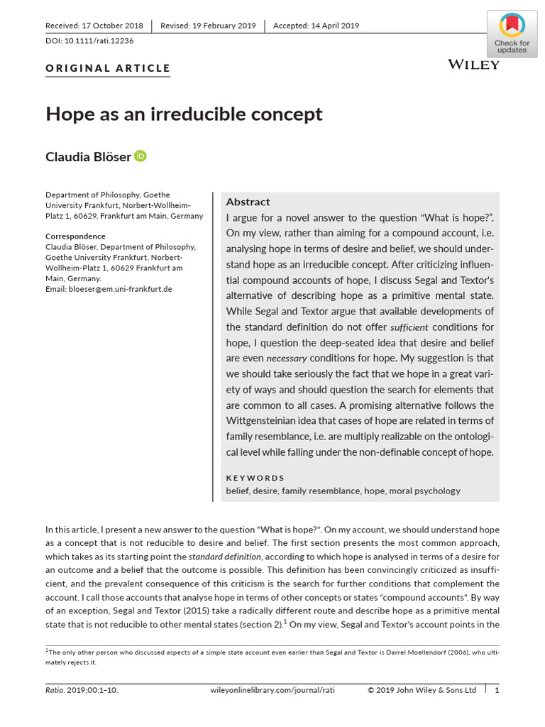 Blöser 2019 | PDF | Concept | Hope