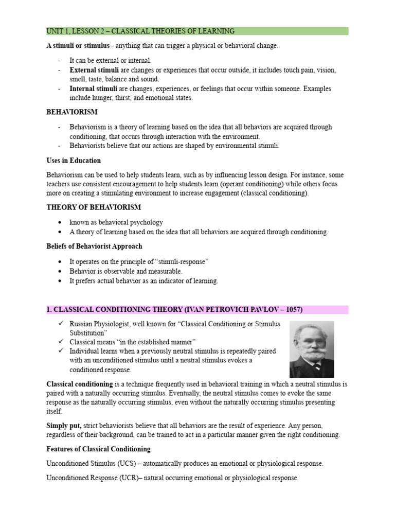 Classical Theories 2profed03 | Download Free PDF | Classical Conditioning | Reinforcement