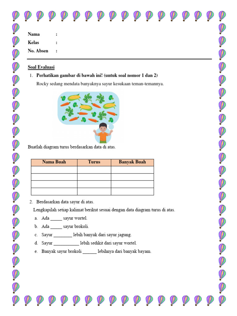 Soal Diagram Turus Kelas 2 SD | PDF | Olahraga & Rekreasi | Seni ...