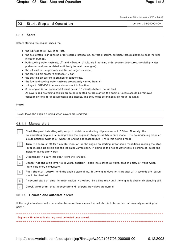 03 Start, Stop and Operation | PDF | Internal Combustion Engine | Pump