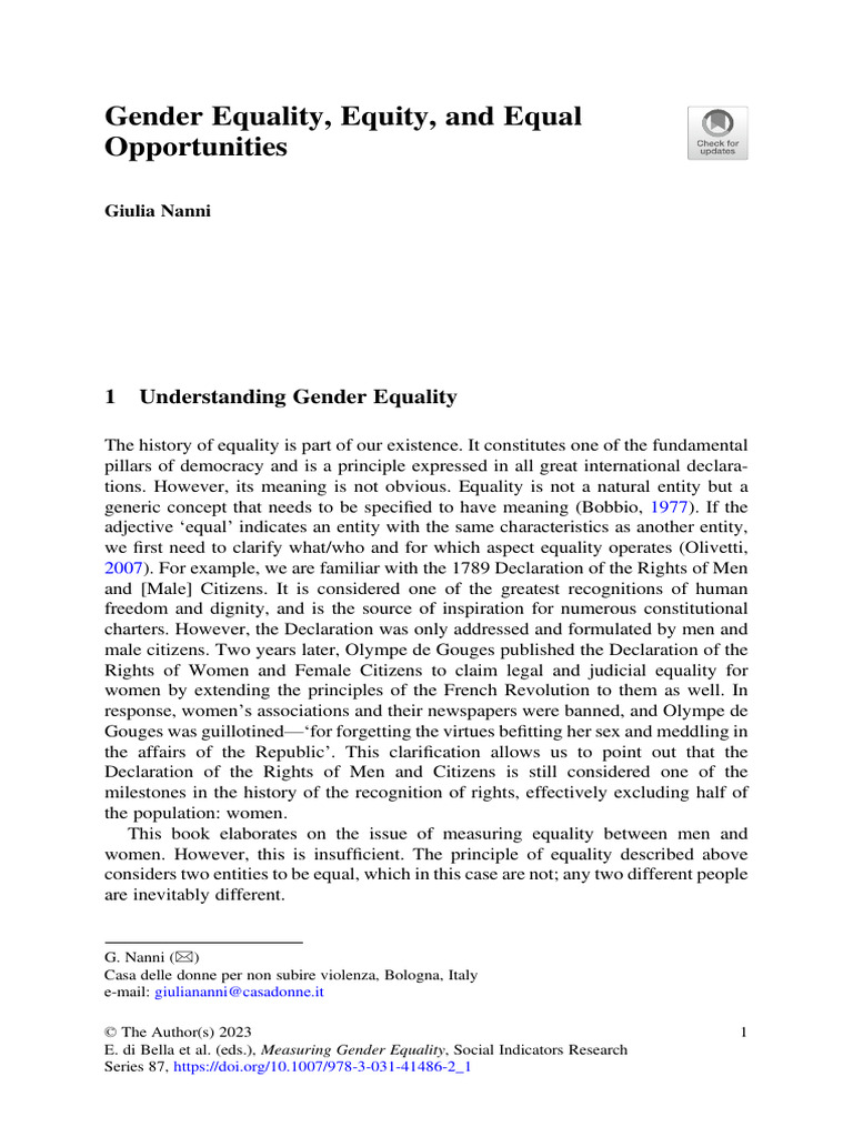 Understanding Gender Equality | PDF