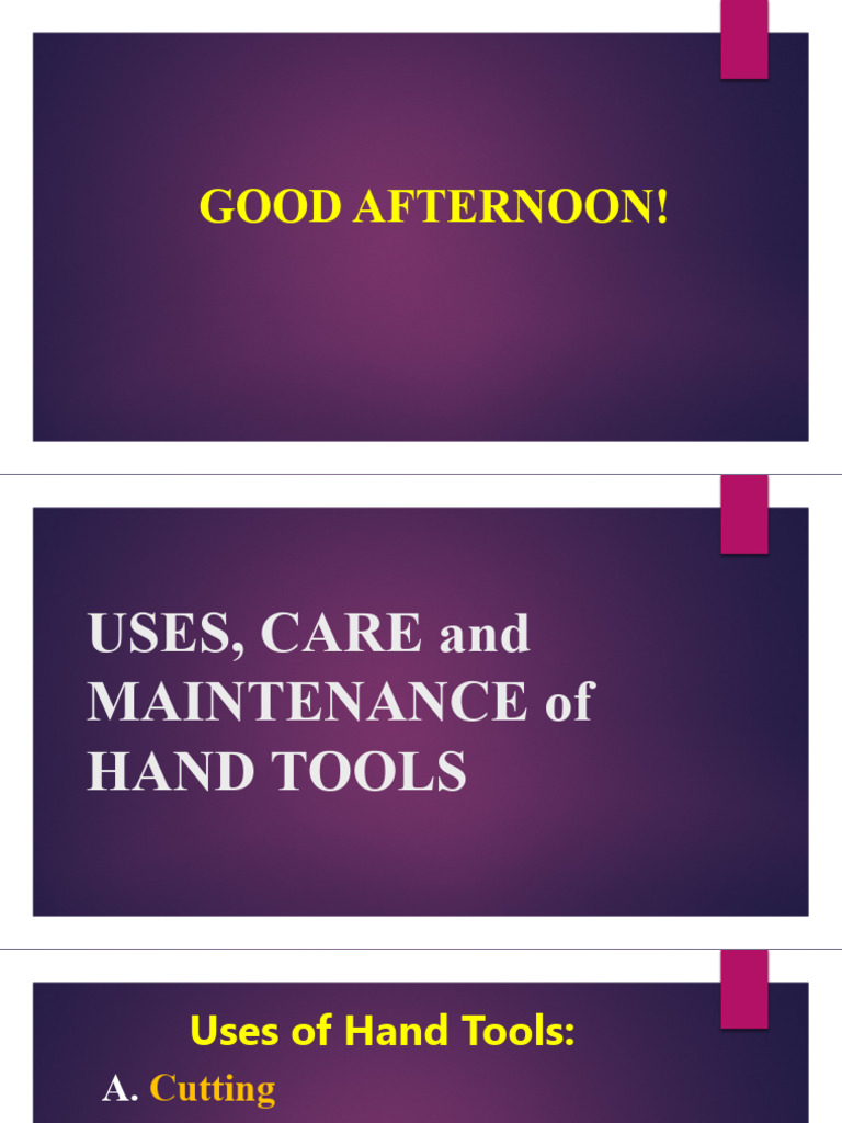 Uses Care and Maintenance of Hand Tools Copy For Students | PDF