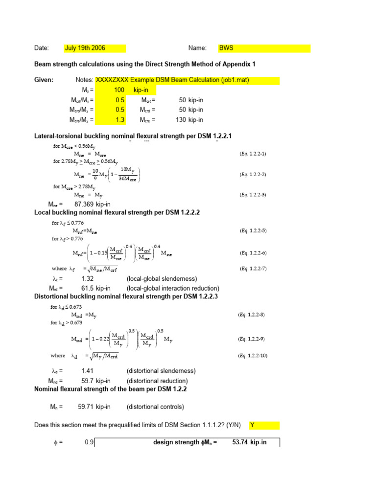 DSM Calculator | PDF | Buckling | Bending