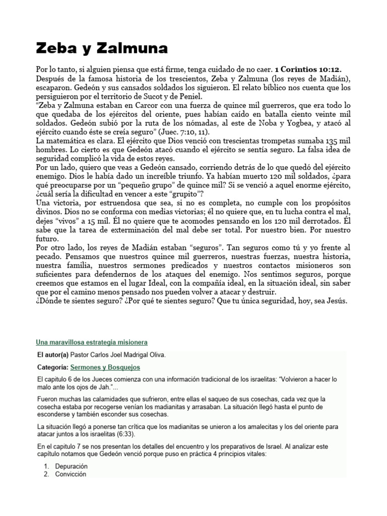 Zeba y Zalmuna | PDF | Creencia religiosa y doctrina