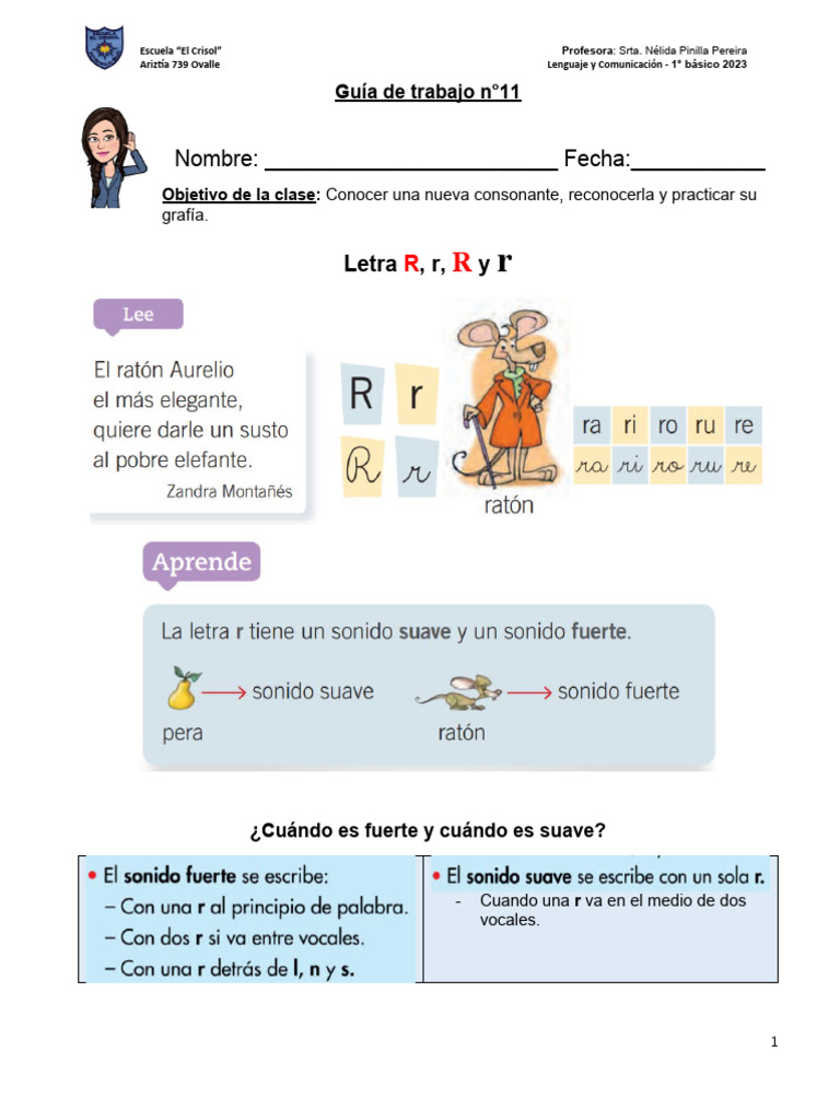 guía 11 leyco 1ro letra R | PDF